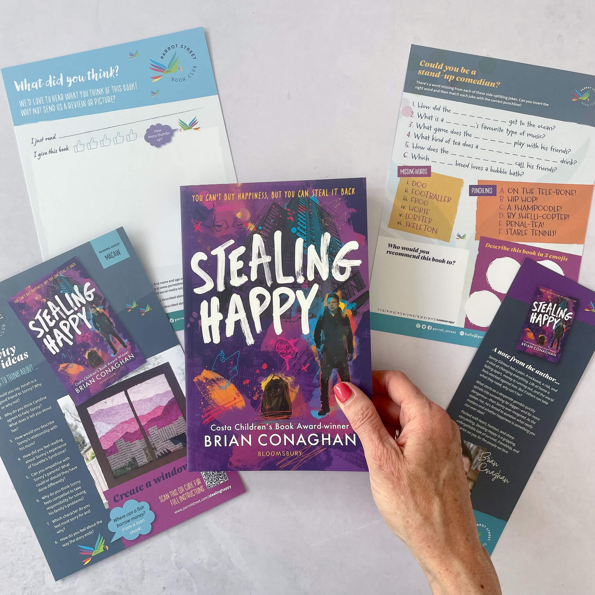 Stealing Happy book & activities | Parrot Street Book Club