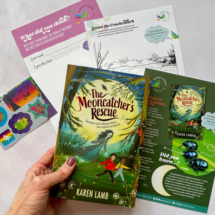 The Mooncatcher's Rescue book and activity pack | Parrot Street Book Club